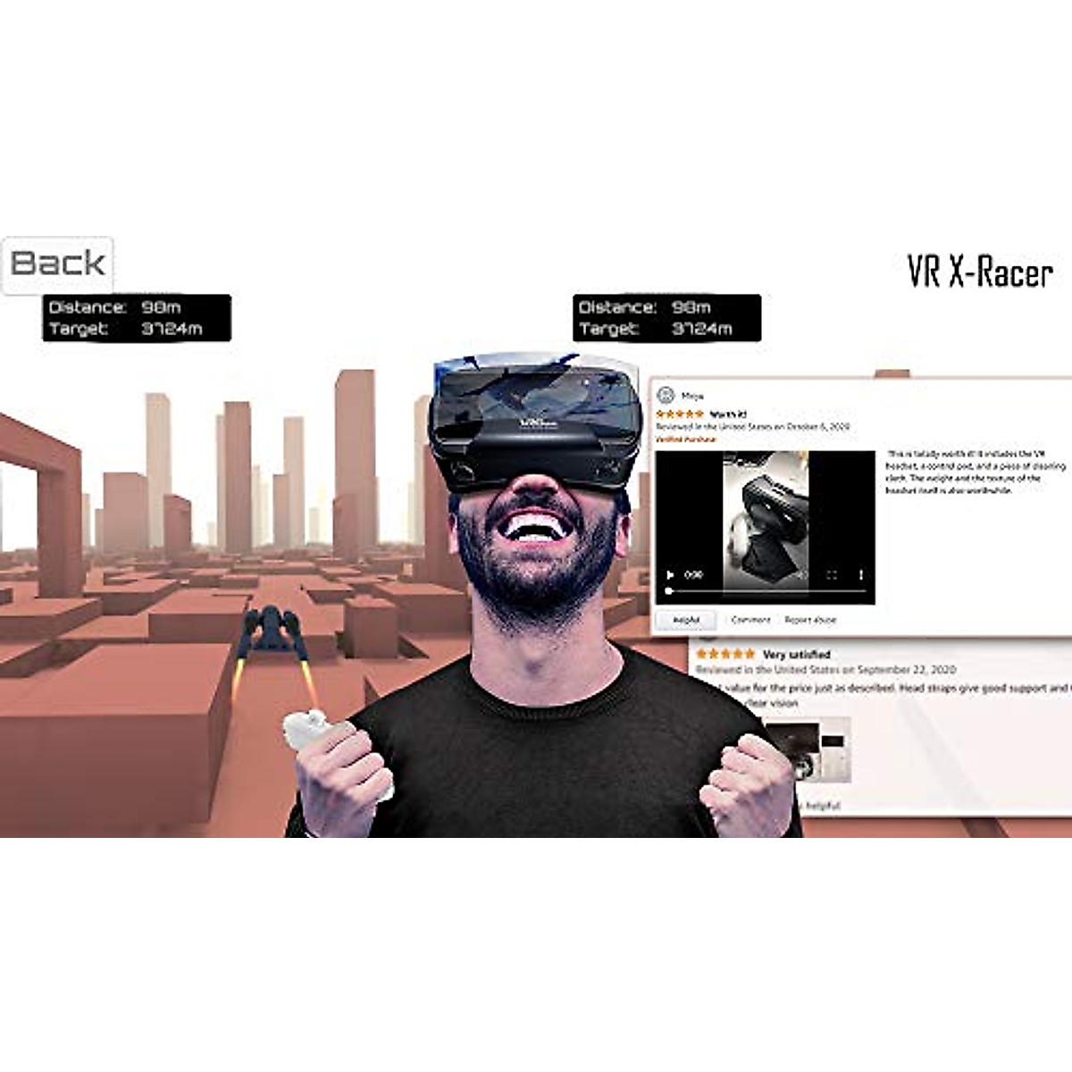 VR Headset with Controller Adjustable 3D VR Glasses Virtual Reality Headset HD Blu-ray Eye Protected Support 5~7 Inch for Phone/Android