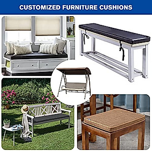 Custom Size Bench Cushion and Patio Furniture Cushions, Seat Cushions Kitchen Settee Pad, Rainproof Seat Cushion with Non-Slip Bottom and Removable Leather Cover (Custom Size, Dark Red)