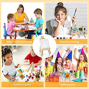 Colarr 2 x 2 Inch 50 pack Mini Canvas Easel Set Stretched Canvases for Painting Mini Canvas and Wood Display Easel with Smooth Back for Kids Beginners Painting Class Party Decoration Miniature Artwork