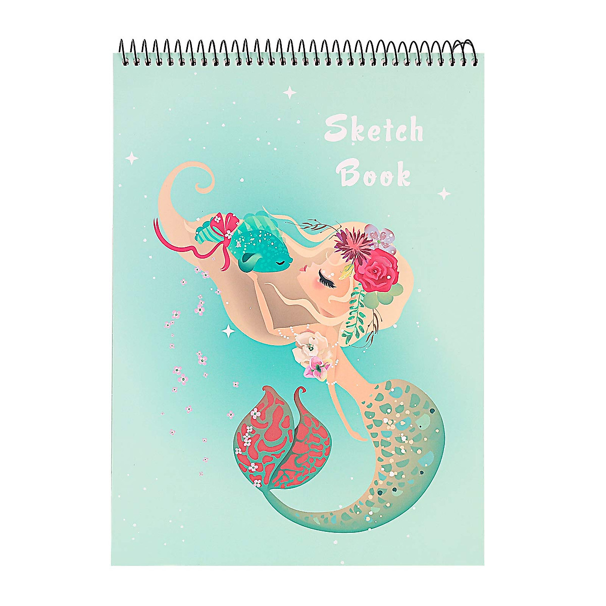 Sketch Book, 100 Pages (50 Sheets), Spiral Bound Artist Sketch Pad, Acid Free Drawing Paper for Drawing, Painting, Sketching or Doodling, Mermaid Cover for Girls