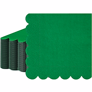 100 Pcs Scalloped Cocktail Napkins Thick Paper Napkins Disposable Party Napkins Beverage Napkins for Wedding Dinner Birthday Supplies, 5 x 5 Inches (Green)