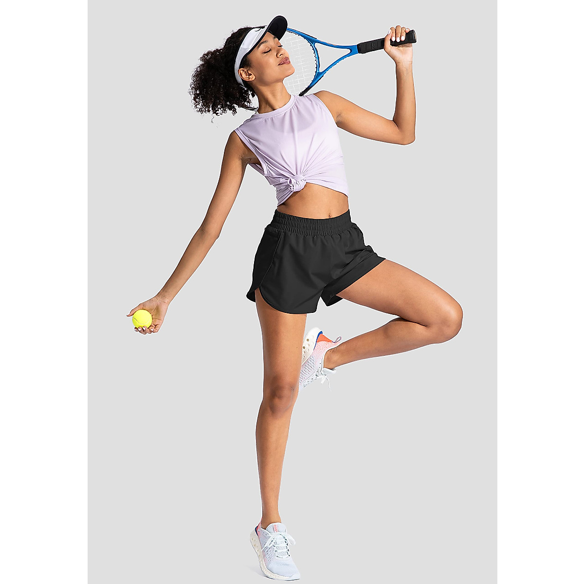 Soothfeel Womens Running Shorts with Zipper Pockets High Waisted Athletic Gym Workout Shorts for Women with Liner Black