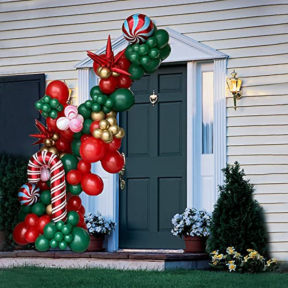 Beliueyes Christmas Balloon Garland Arch Kit 153pcs Doubled Stuffed Red Green Gold Balloons Party Decorations for Xmas Snow Kids Birthday New Year Decor