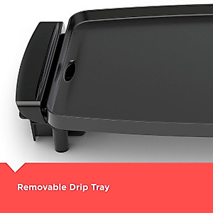 Black+Decker Electric Griddle with Removable Temperature Probe, Indoor Grill, Pancake Griddle, Black, GD1810BC