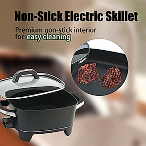 Extra Deep 4-inch Electric Skillet - 12inch Frying pan with Stay Cool Handles, Nonstick Coating, Temperature Control(Black)