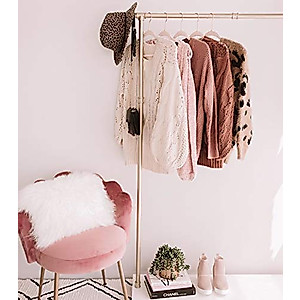 BOSURU Gold Pipe Clothing Rack Garment Rack with Shelves Retail Clothes Display Racks for Boutiques Gold Clothes Rack