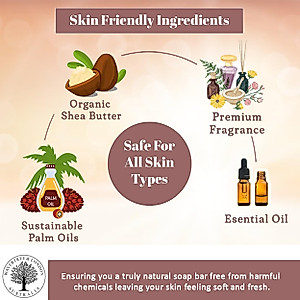 Wavertree & London English Rose Scented Natural Soap (2 Bars), 7oz Moisturizing French Triple Milled Soap Bars enriched with shea butter - Pure Plant Oil Bath & Body Soap for All Skin Types