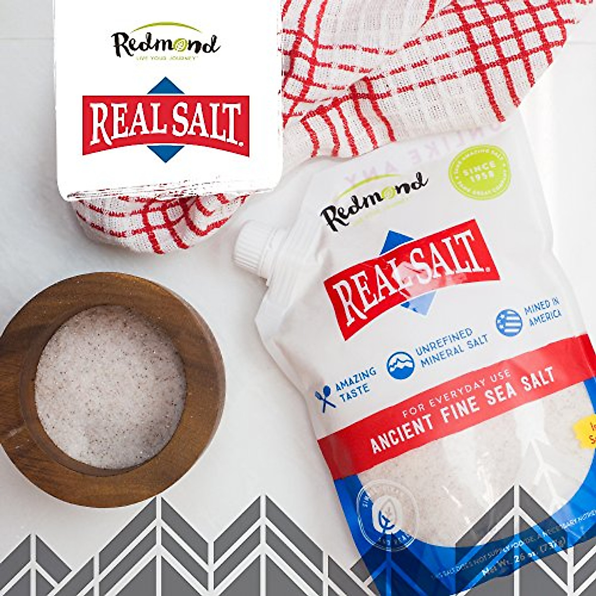 Redmond Real Salt - Ancient Fine Sea Salt, Unrefined Mineral Salt, 26 Ounce Pouch (2 Pack)