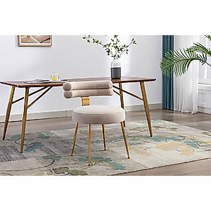 Dsnyu Beige Chair Accent, Modern Chair Velvet Armless Comfy Home Furniture for Living Room 19.29" Lx21.65 Wx28.35 H