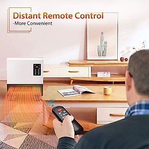 Air Choice Electric Wall Heater, 1500W Floor & Wall Mounted Heater with Remote, Adjustable Thermostat, 12H Timer, 3 Modes, Child Lock, Waterproof Plug, Quick Heat Infrared Space Heater for Indoor Use