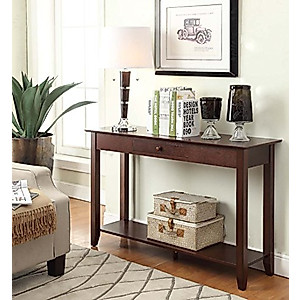 Convenience Concepts American Heritage 1 Drawer Console Table with Shelf, Espresso