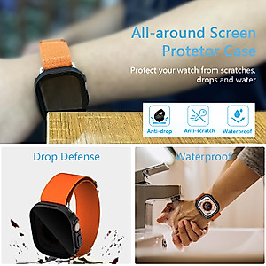 COMMUTER 3 Pack for Apple Watch Ultra 49mm Privacy Screen Protector with Hard PC Case, [Anti-Peeping] Tempered Glass Cover Bumper for iWatch Series 8 Ultra 49mm, Black/Black/Black