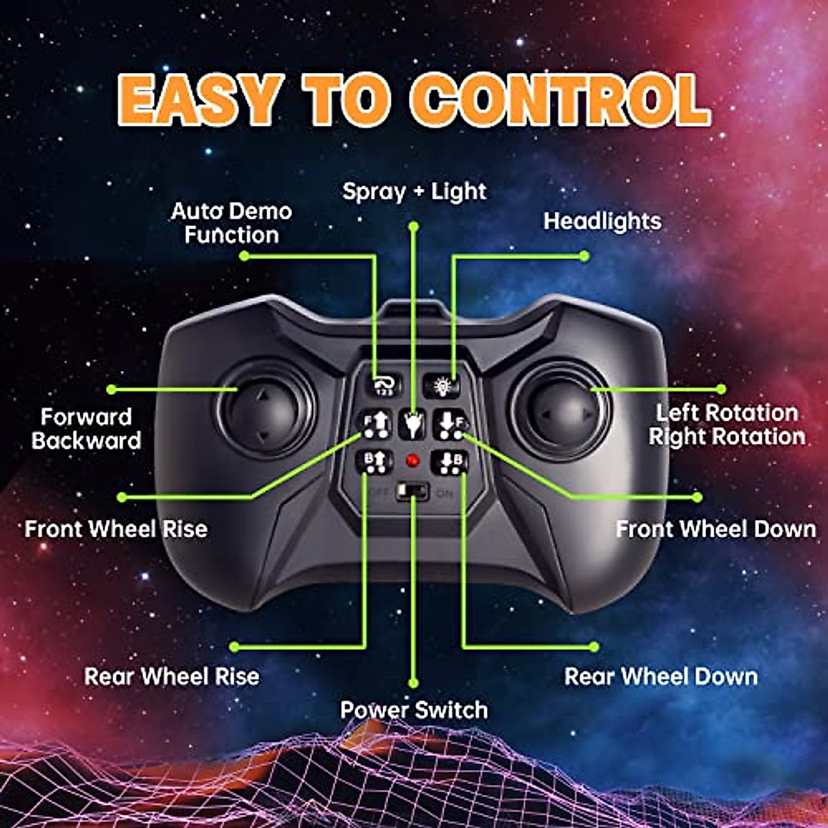 Remote Control Car for Boys 8-12 & Age 4-7, 2.4Ghz RC Drift Stunt Car, 360 Degrees Rotating Remote Control Cars Toy for Kids, with 2 Batteries& Spray& LED Lights, Birthday Gifts for Kids