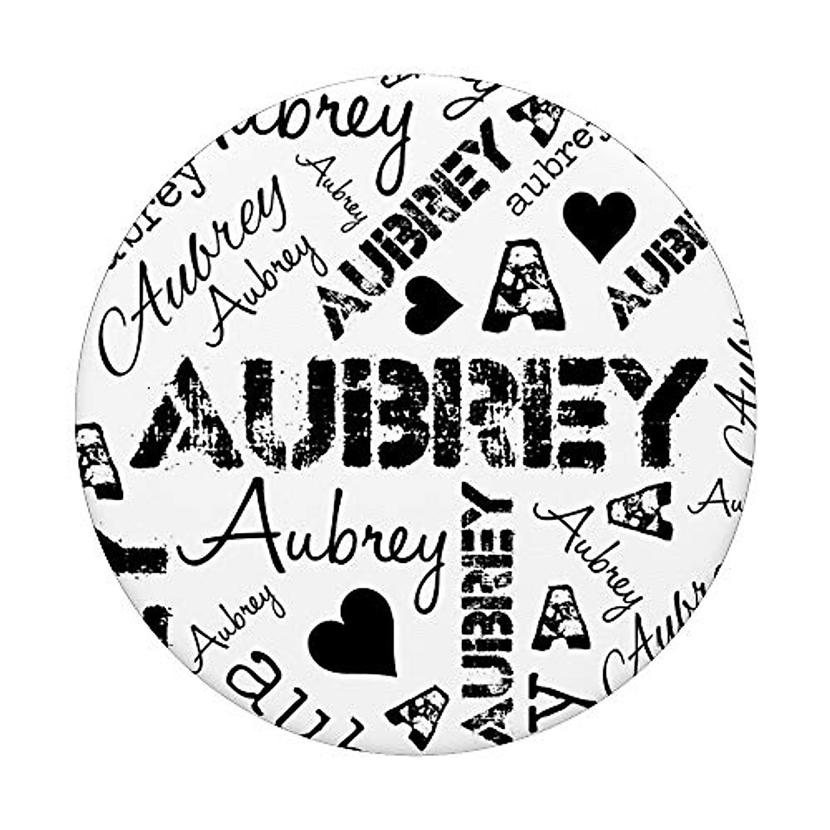 Aubrey Name Cool Black and White Scattered Pattern PopSockets PopGrip: Swappable Grip for Phones & Tablets