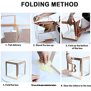 Rose Gold Baby Shower Boxes Party Decorations 4 Clear & Transparent Blocks, First Birthday Centerpiece Decor Supplies for Boys and Girls, Gender Decor (Rose gold)