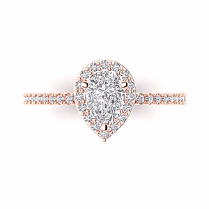 Clara Pucci 1.22 ct Pear Cut Solitaire Stunning Moissanite Designer Anniversary Bridal Engagement Ring 14k Rose Gold 9.25
