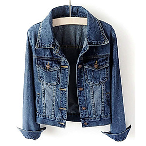 LifeShe Women's Casual Detachable Hoodie Denim Jacket