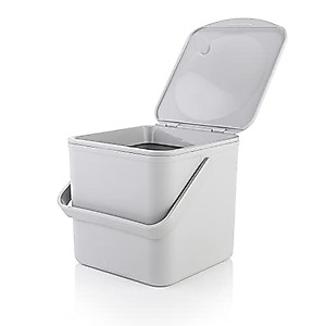 Minky Homecare Kitchen Compost Bin – Countertop Food Waste Caddy with Easy Wipe Clean Interior – Made in the UK - 3.5L (0.9 gal.) (Light Grey)