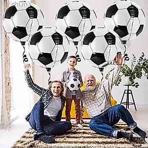 KatchOn, Huge 22 Inch Mylar Soccer Balloons - Pack of 6 Soccer Ball Balloons | 4D Soccer Balloon for Soccer Party Decorations | Soccer Foil Balloons, Soccer Birthday Decorations | Soccer Party Favors