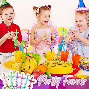 24 Pieces Mermaid Party Favors Glitter Mermaid Tail Straws Reusable Sparkly Drinking Straws for Mermaid Birthday Pool Party Supplies Decorations Gift Bag Fillers