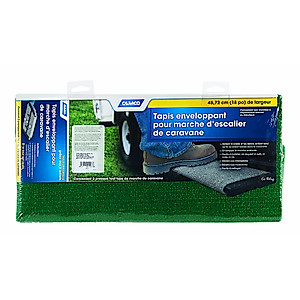 Camco Wrap Around Step Rug- Protects Your RV from Unwanted Tracked in Dirt, Works on Electrical and Manual RV Steps (Green) (42923)