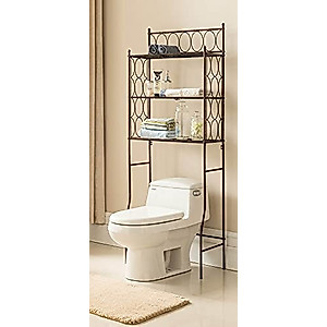 Pilaster Designs Transitional Copper Iron 3 Tier Exeter Over The Toilet Bathroom Spacesaver Storage Rack Organizer