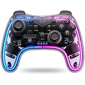 Switch Controller Compatible with Switch/Lite/OLED Controller, Switch Pro Controller With RGB Breathing LED, Switch Controllers Remote Supports Multi-Platform&App with Turbo, Wake-up Function