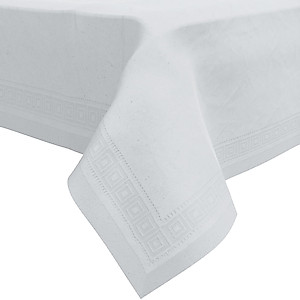 HOUZZKINGZ USA Paper Tablecloths for Rectangle Tables | 54” X 108” – 4 Pack | White Paper Disposable Tablecloth | 3-Ply Premium Paper & Plastic Table Cloths for Parties Disposable