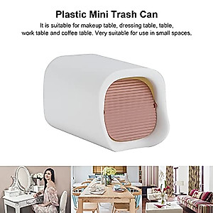 plplaaoo Plastic Mini Desktop Trash Can with Shake Lid, Trash Can, Novel Cute Mini Trash Storage Bin, Trash Basket, Plastic Mini Wastebasket Trash Can for Office Dormitory Vanity Tabletop Home(White)