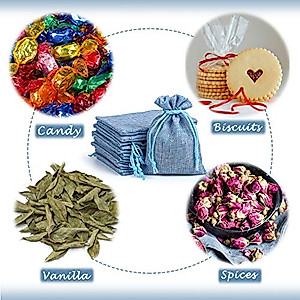 Naler 24pcs Burlap Bags with Drawstring Linen Gift Bags Jewelry Pouches Sacks for Wedding, Party Favors, DIY Craft, Presents, 4 x 6 Inch, Baby Blue