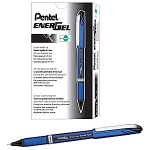 Pentel EnerGel NV Gel Ink Pen, (0.5mm), Fine Point Capped, Needle Tip, Black Ink, Box of 12 (BLN25-A)