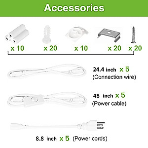 hykolity 4FT LED Shop Light, V Shape Integrated T8 LED Tube Light, 5200LM, 40W, 6500K Super Bright White,high Output Linkable Shop Lights W/Built-in ON/Off Switch for Warehouse, ETL, 10 Pack