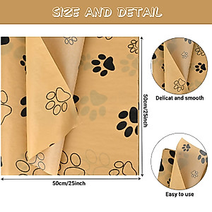 60 Sheets 20 x 20 Inch Brown Kraft Dog Paw Print Tissue Paper Puppy Paws Gift Wrap Tissue for Gift Bags Wrapping DIY Crafts