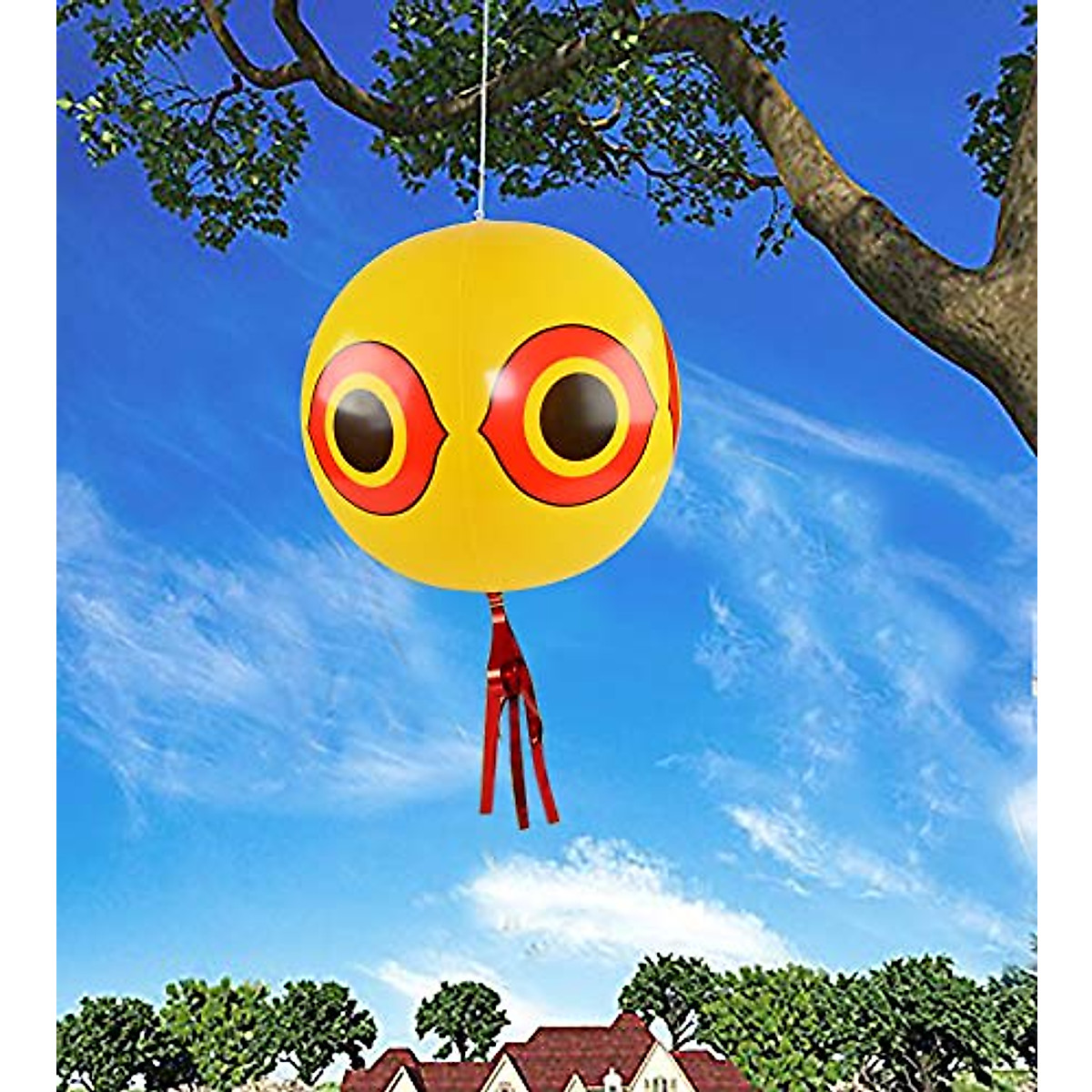Home-X Scare Birds Away, Garden Protection from Animals, Scarecrows for Garden, Set of 3, Each 40" D x 20.5" H, Yellow