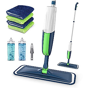 Spray Mops Microfiber Floor Mops for Floor Cleaning - MEXERRIS Wet Mops Dust Mop with 4 Microfiber Pads and 2 Refillable Bottle Wood Floor Cleaning Mop for Hardwood Laminate Tiles Floors Cleaning