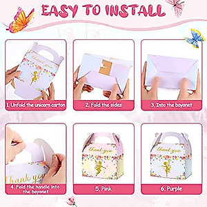 Floral Fairy Treat Boxes Floral Fairy Party Favor Boxes Fairy Garden Box Fairies Goodie Boxes Butterfly Fairy Theme Gift Boxes for Girl Birthday Baby Shower Party Supplies (24)