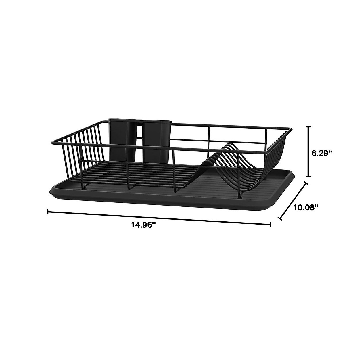 GSlife Dish Drying Rack, Small Dish Rack with Tray Compact Dish Drainer for Kitchen Counter Cabinet, Black