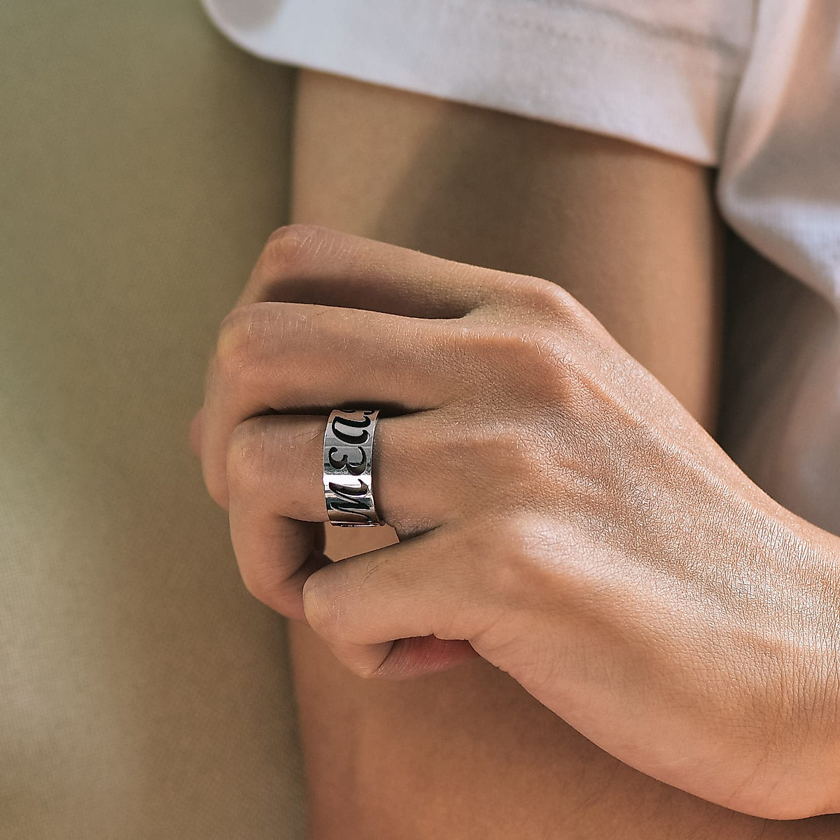 Personalized Name Ring for Men Women Stainless Steel Rings Custom Jewelry