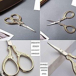 BIHRTC 3.6 Inch Embroidery Scissors Small Sewing Scissors Stainless Steel Tip Classic Scissors DIY Tools Dressmaker Shears Scissors for Craft Needlework Artwork Everyday Use Gold Scissors