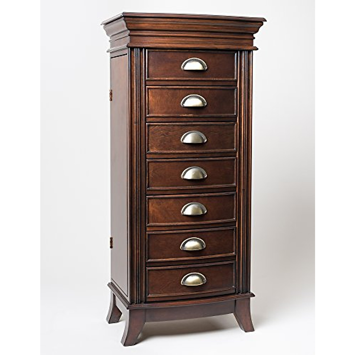 Hives and Honey Alexa Jewelry Armoire, Large, WALNUT & Earring Tray Inserts (4 Pack) Jewelry Storage, Sand (9006-905)