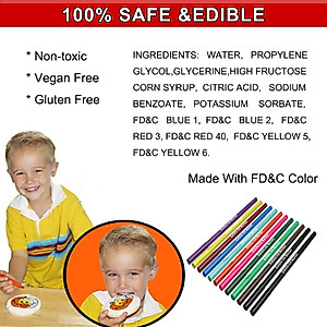 Edible Markers, 11Pcs Ultra Fine Tip(0.5mm) Food Coloring Pens, Double Sided Food Grade Gourmet Writers for Cake,Cookie,Fondant Decorating,Painting,Drawing,Baking,10 color by Edibleink