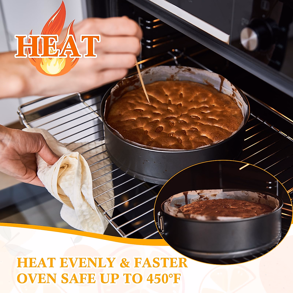 Sunnyray 8 Pieces 7 Inches Round Stainless Steel Springform Cake Pan with Removable Bottom, Nonstick, Ideal for Cheesecakes, Cakes, Cookies - Black