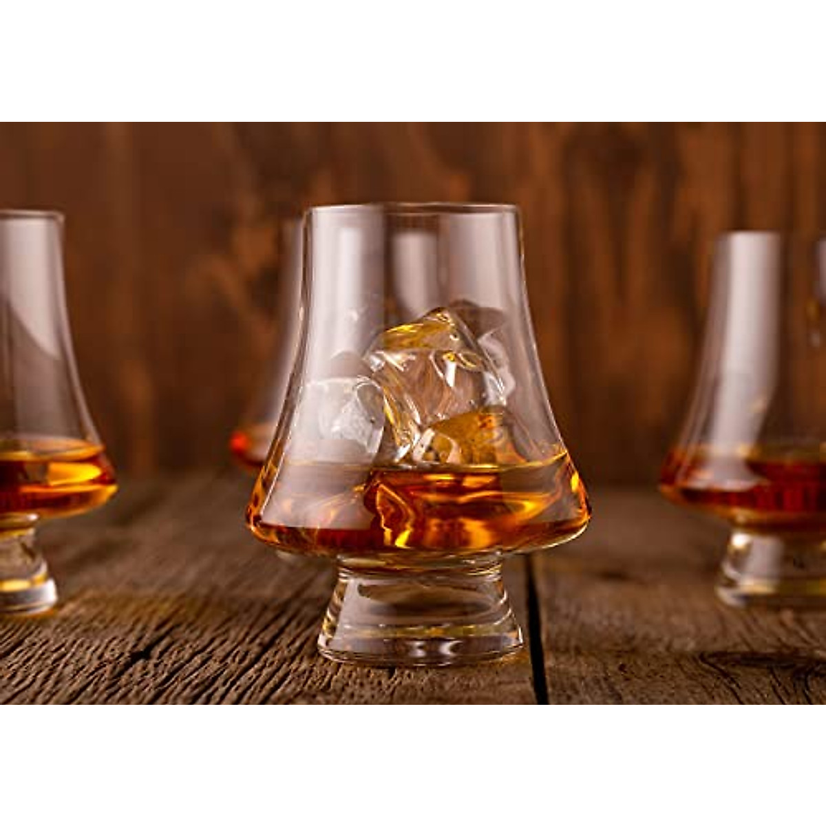 LUXBE - Bourbon Whisky Crystal Glass Snifter, Set of 4 - Narrow Rim Tasting Glasses - Handcrafted - Good for Cognac Brandy Scotch - 9-ounce/260ml