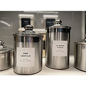 240 Minimalist Paper Pantry Labels | 2 1/2 x 2 1/2 inches | Water-Resistant | for Plastic, Metal, Stainless Steel & Glass Containers | Strong Adhering