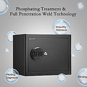 WASJOYE Cabinet Security Safe Box, Fireproof Home Lock Safe with Digital Keypad Safety Key Lock for Home Business Office Hotel Money Document Jewelry Passport Storage 13.78 x 9.84 x 9.84 inches