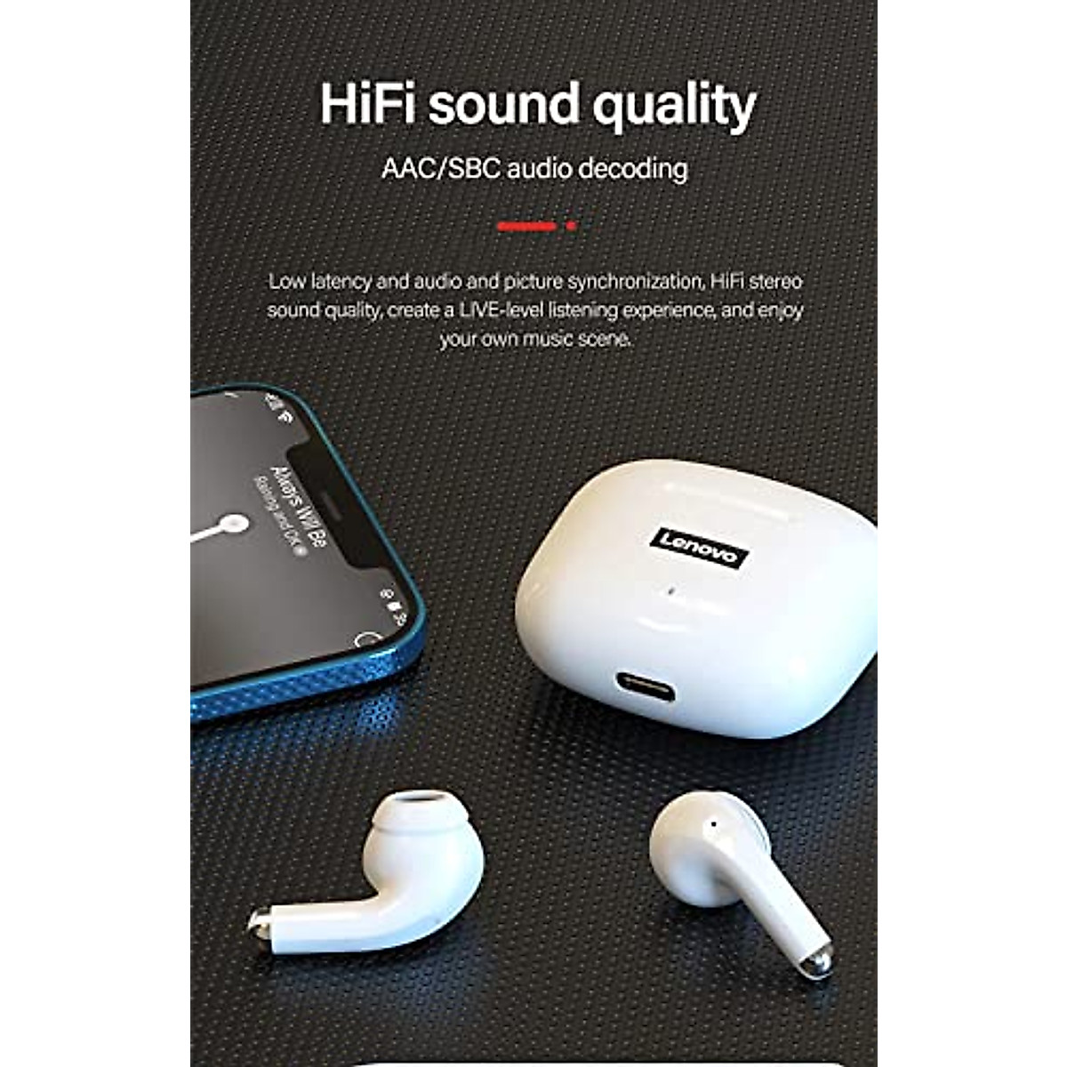 GETIFY Original LP40 Pro TWS Earphones Wireless Bluetooth 5.1 Sport Noise Reduction Headphones Touch Control 250mAH New Version (Black)