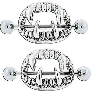 Body Accentz® 14g Vampire Teeth Nipple Ring Shield sold as pair (16mm)