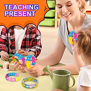 Pop Fidget Toys Bulk Its Kids Party Favors 24PCS Pop Fidget Bracelets It Fidget Toy Pack Fidgets for Classroom Prizes End of Year Student Gifts Birthday Goodie Bag Stuffers Sensory Toys for Girls Boys