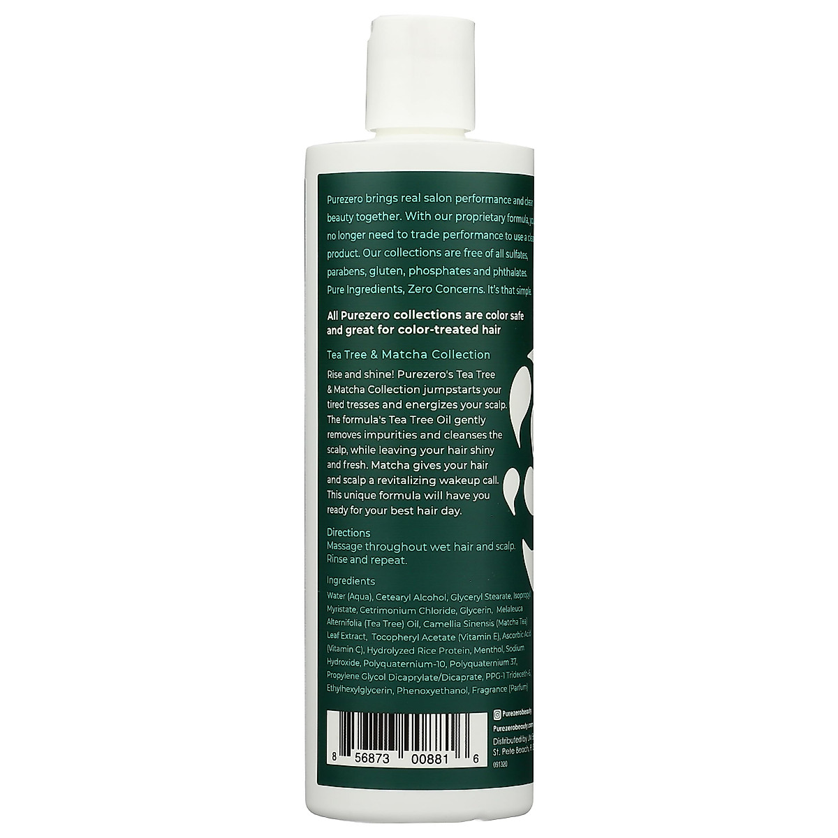 Purezero Tea Tree & Matcha Conditioner - Minty Nourishing & Invigorating Scalp Treatment - Zero Sulfates, Parabens, Dyes Vegan and Cruelty Free - 12 oz