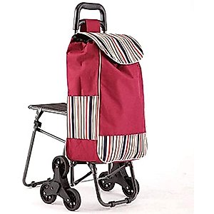 Shopping Trolley on Wheels Multi Function Shopping Cart Trolley On 6 Wheels Portable Aluminum Alloy Folding Elderly Supermarket Trolley with Seat Plate Storage Hand Trucks,Blue ,